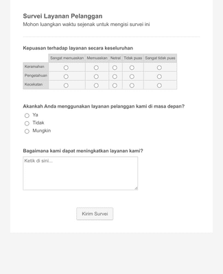 Formulir Survei Kepuasan Pelanggan Template Formulir | Jotform