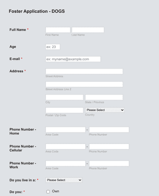 Foster Application for Dogs Form Template | Jotform