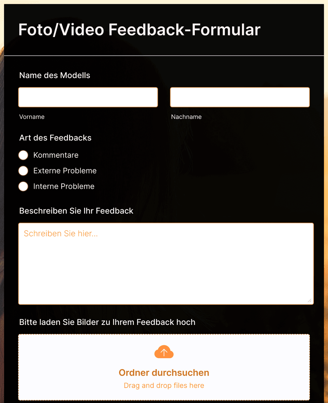 FotoVideo Feedback-Formular Formularvorlage | Jotform