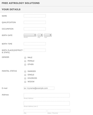 Free Astrology Solutions Request Modèle du formulaire | Jotform