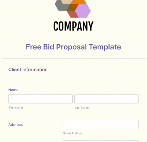 Free Bid Proposal Form Template | Jotform
