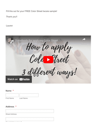 FREE Color Street Sample Request Form Template | Jotform