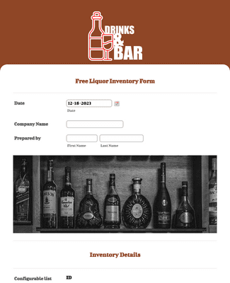 Free Liquor Inventory Form Template | Jotform