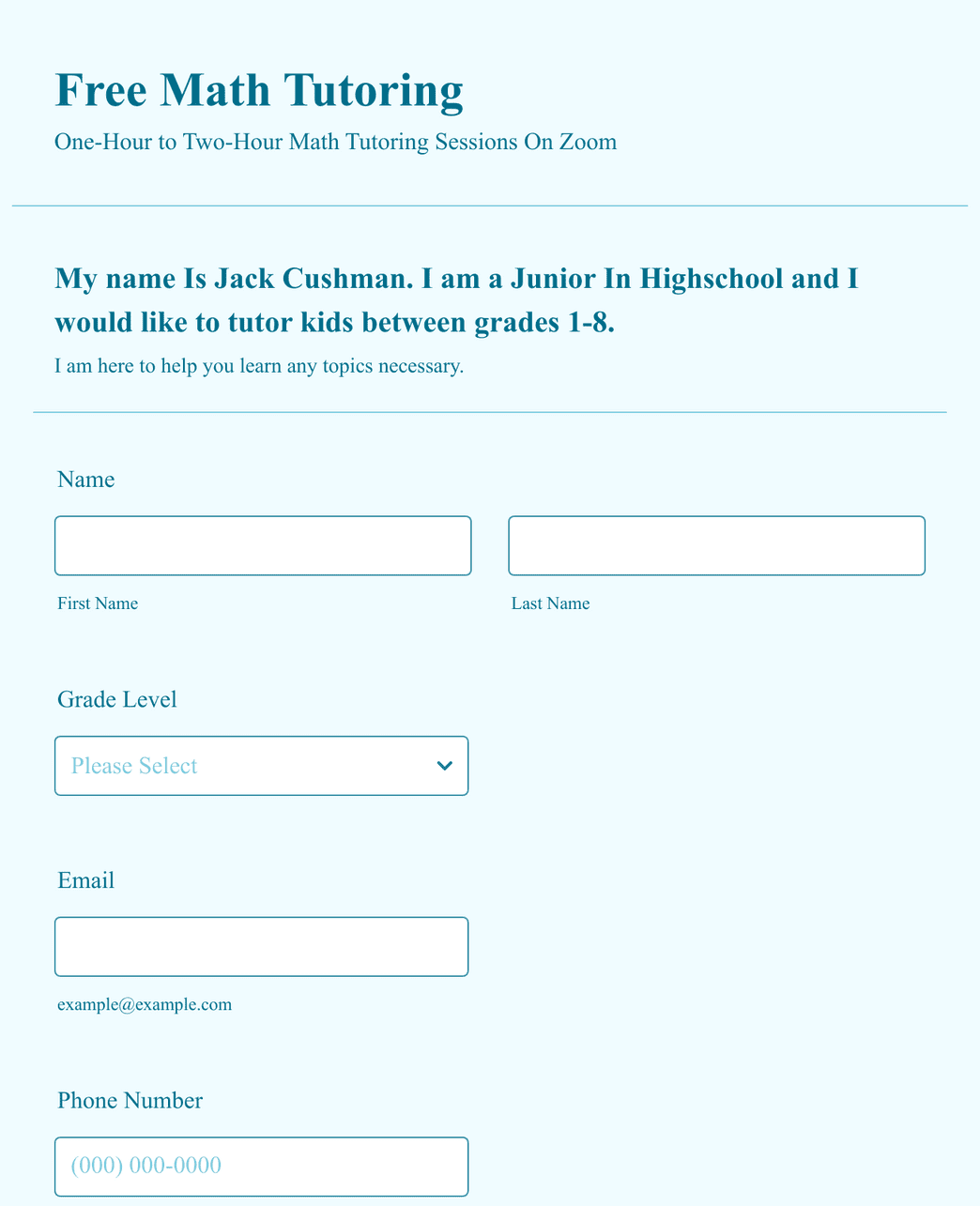 Free Math Tutoring Form Template | Jotform