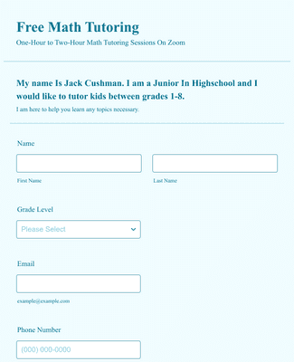Free Math Tutoring Form Template | Jotform