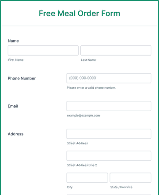 Free Meal Order Form Template | Jotform