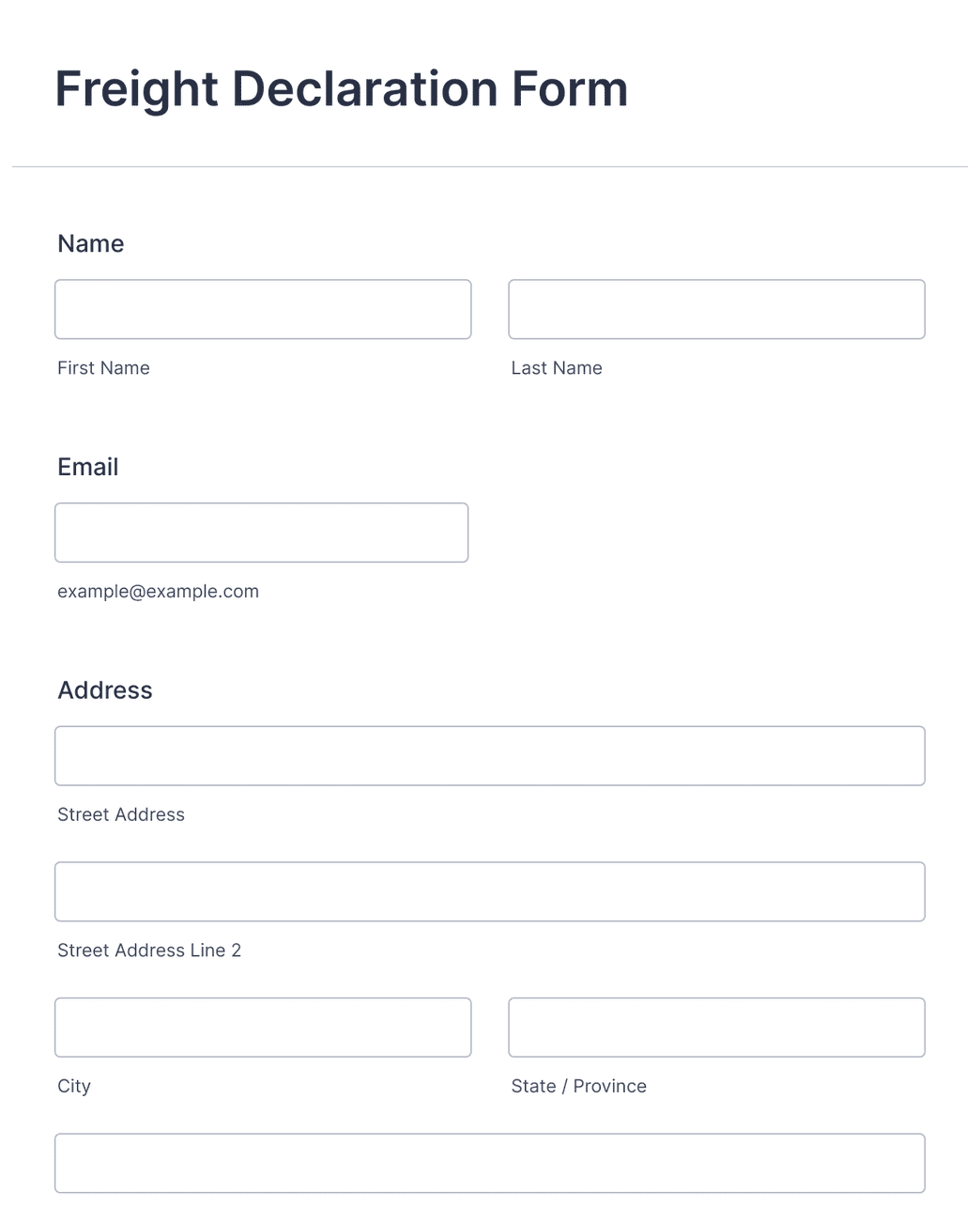 Freight Declaration Form Template | Jotform