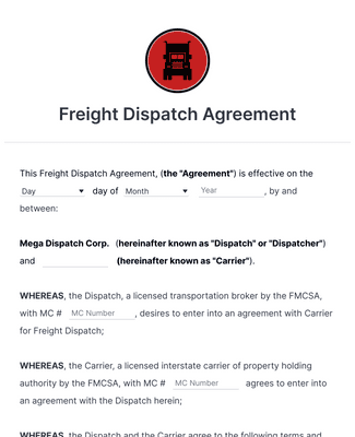 Freight Dispatch Agreement Form Template | Jotform