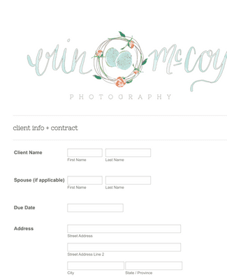 Photography Form & PDF Templates