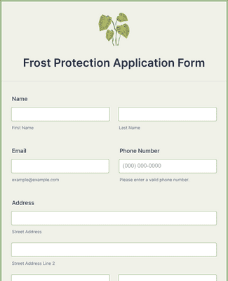Frost Protection Application Form Template | Jotform