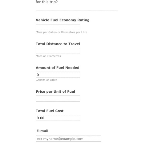Fuel Cost Calculator Form Template | Jotform