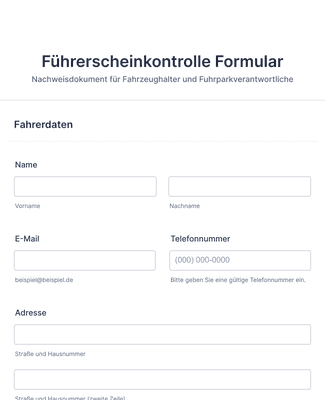 Führerscheinkontrolle Formular Formularvorlage | Jotform
