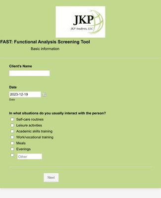Functional Analysis Screening Form Template | Jotform