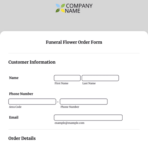 Funeral Flower Order Form Template | Jotform