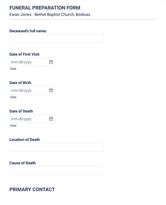 Funeral Preparation Form Template | Jotform