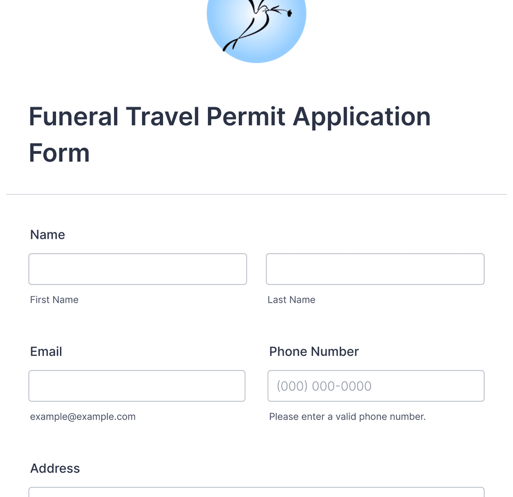 Funeral Travel Permit Application Form Template | Jotform