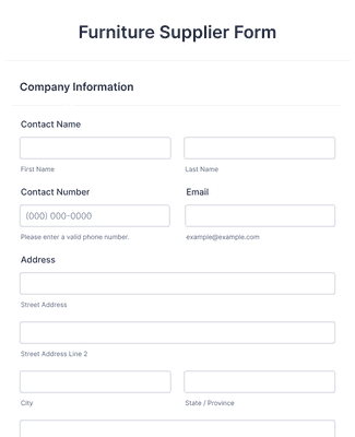 Furniture Supplier Form Template | Jotform