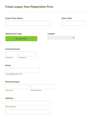 Futsal League Team Registration Form Template | Jotform