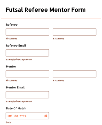 Futsal Referee Mentor Form Template | Jotform