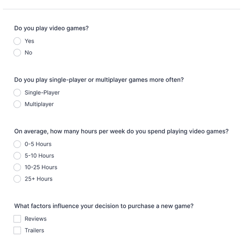 Gaming Survey Form Template | Jotform