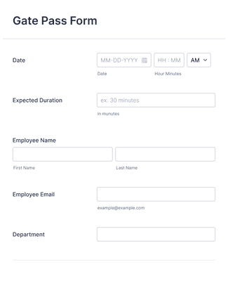 Gate Pass Form Template | Jotform