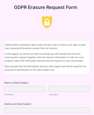 GDPR Erasure Request Form Template | Jotform