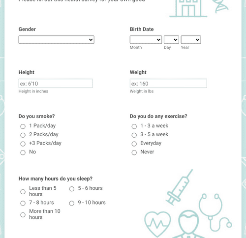 General Health Survey Form Template | Jotform