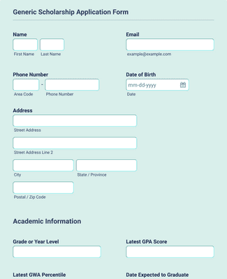 Generic Scholarship Application Form Template | Jotform