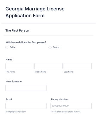Georgia Marriage License Application Form Template | JotForm
