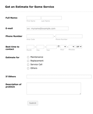 Get an Estimate for Some Service Form Template | Jotform