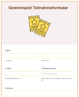 Gewinnspiel Teilnahmeformular Formularvorlage | Jotform