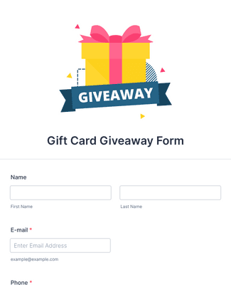 Gift Card Giveaway Form Template | Jotform