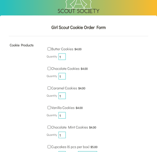 Girl Scout Cookie Order Form Template | Jotform