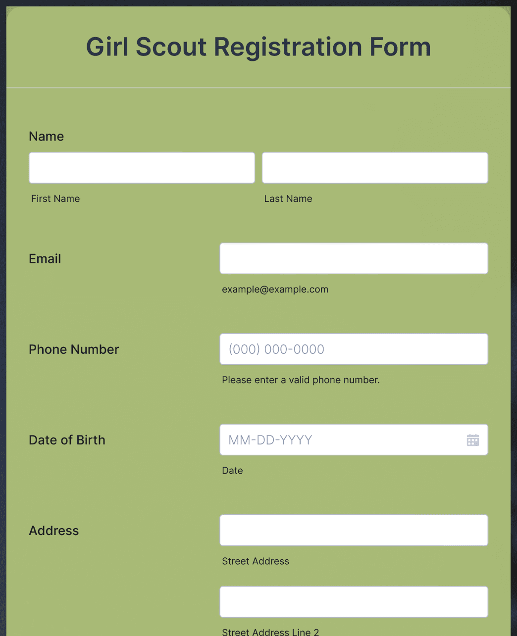 Girl Scout Registration Form Template | Jotform