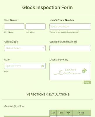 Glock Inspection Form Template | Jotform