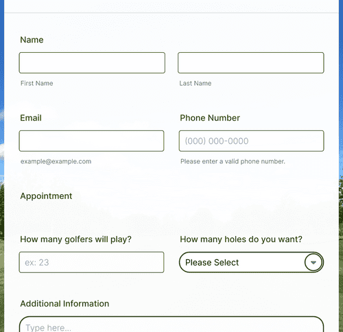 Golf Booking Form Template | Jotform