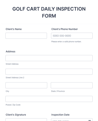 Golf Cart Daily Inspection Form Template | Jotform