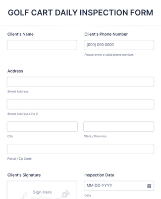 Golf Cart Daily Inspection Form Template | Jotform