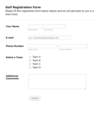 Golf Registration Form Template | Jotform