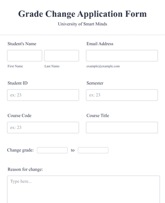 Grade Change Application Form Template | Jotform