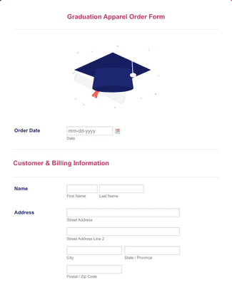 Graduation Apparel Order Form Template | Jotform