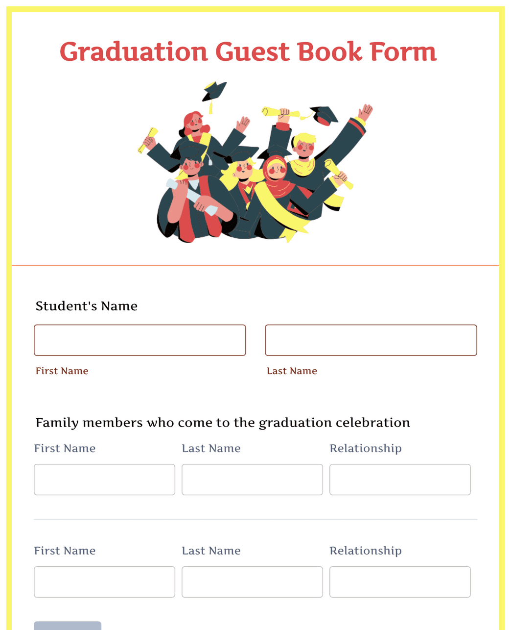 Graduation Guest Book Form Template | Jotform