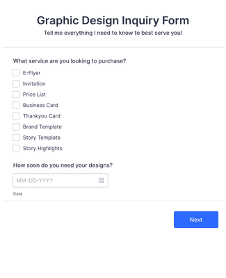 Graphic Design Inquiry Form Template | Jotform