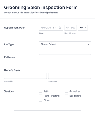Grooming Salon Inspection Form Template | Jotform