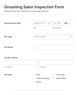 Grooming Salon Inspection Form Template | Jotform