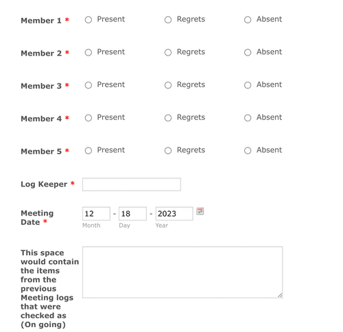 Group Meeting Log Form Template | Jotform