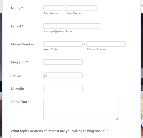 Guest Blogger Application Form Template | Jotform