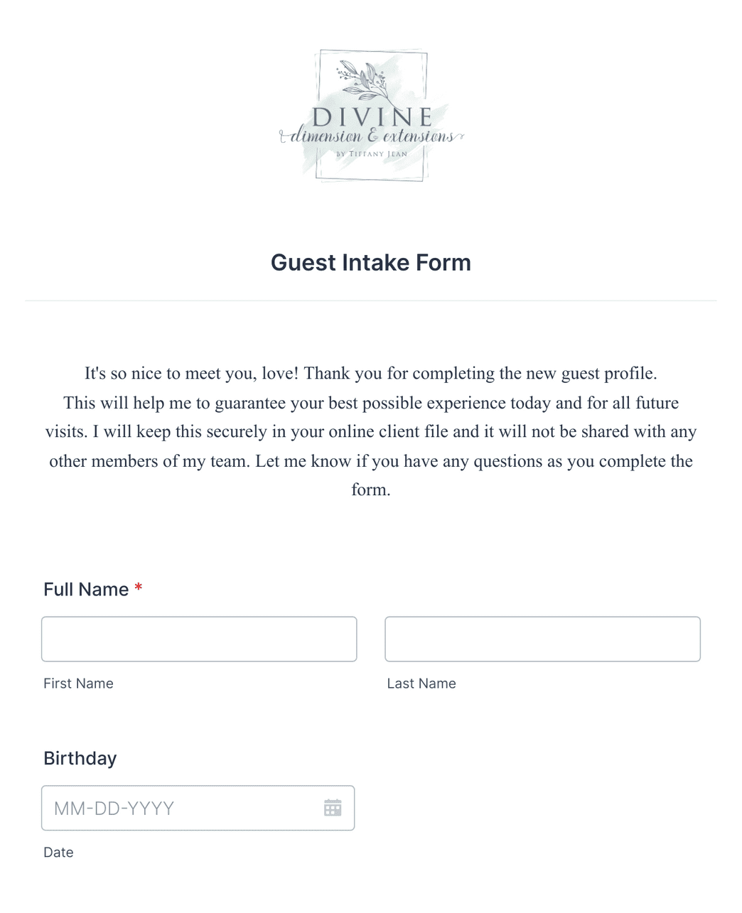 Guest Intake Form Template | Jotform