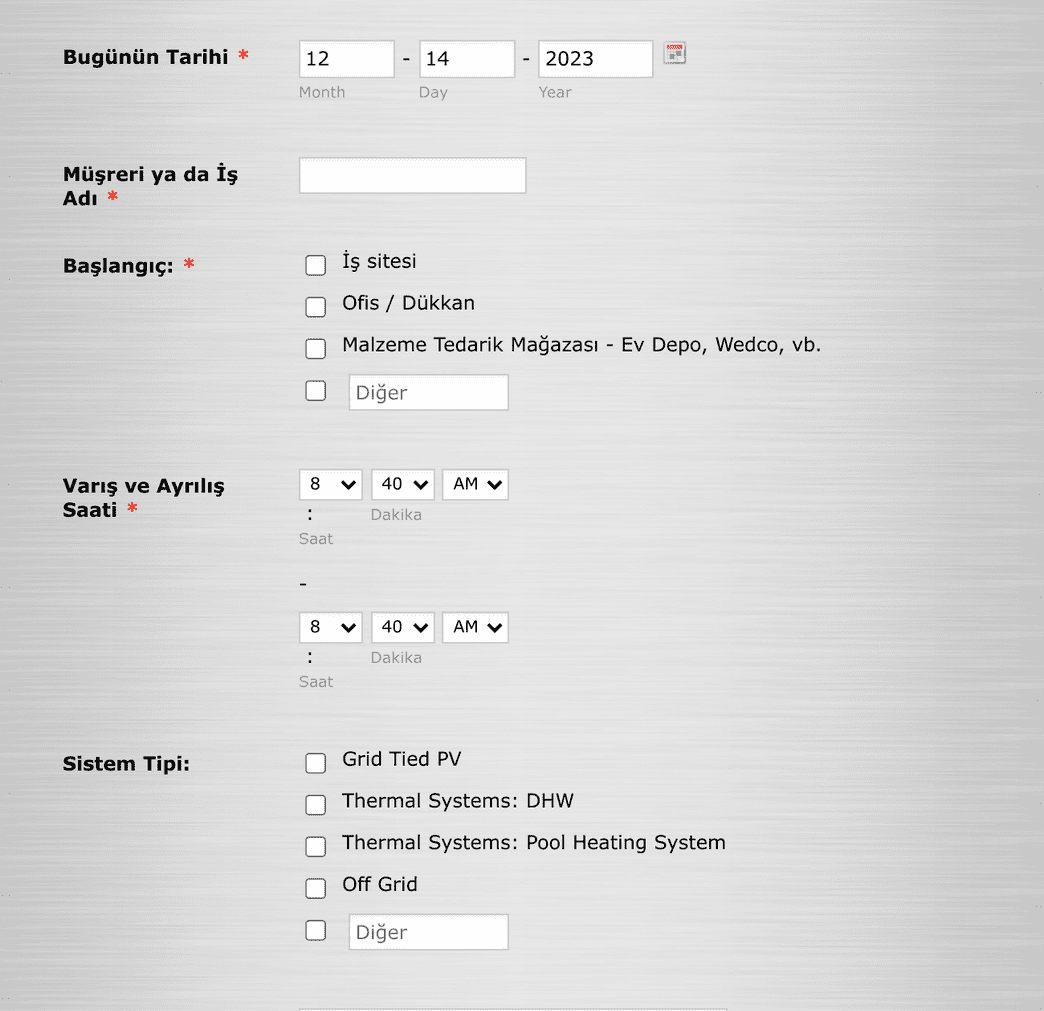 Günlük Saha Rapor Form Şablonu | Jotform