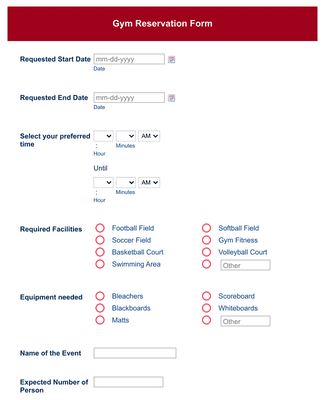 Gym Reservation Form Template | Jotform